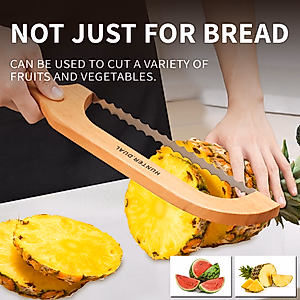 HUNTER.DUAL Bread Knife for Homemade Bread, 16" Sourdough Bread Slicer, Bow Saw Cutter with Double-sided Blades for Easy Cutting, Orange