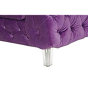 Iconic Home Modern Contemporary Tufted Velvet Down-Mix Cushons Acrylic Leg Sofa, Purple
