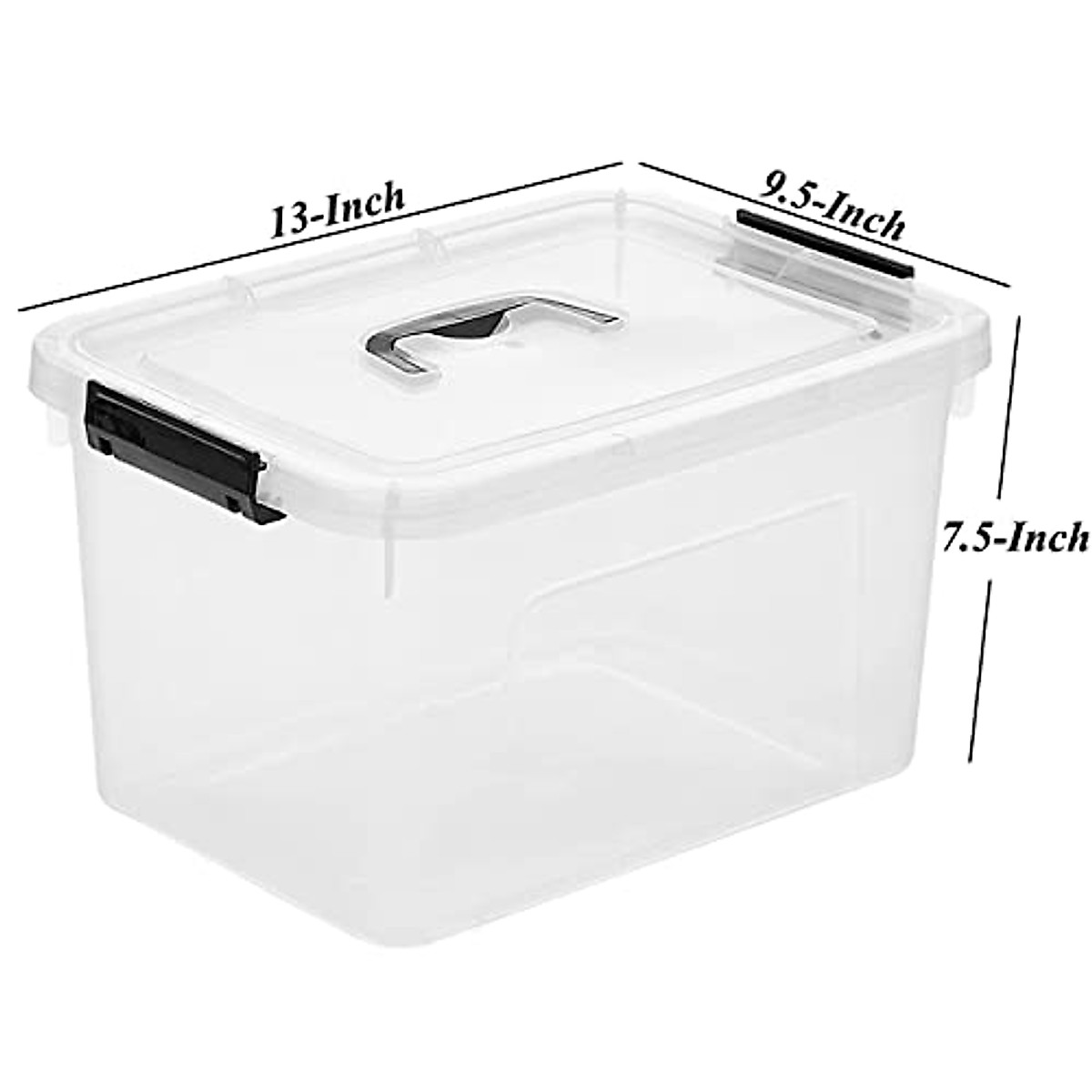 JUJIAJIA Clear Storage Latch Box 16 Quart, Plastic Box/Bin with Lid and Handles, 4-Pack