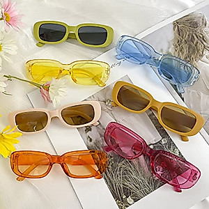 Matcheck 16 Pack Retro Rectangle Sunglasses Women Girls Vintage Square Eyewear Narrow Frame Fashion Glasses