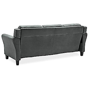 BOWERY HILL Microfiber Upholstery Living Room Sofa Couch in Dark Gray