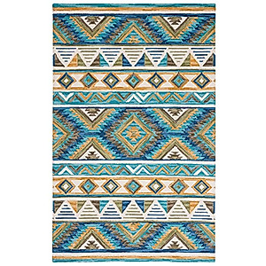 Safavieh Aspen Collection 4' x 6' Blue/Yellow APN352M Handmade Boho Tribal Wool Area Rug