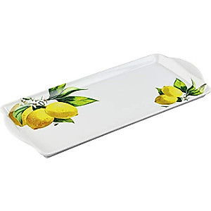 Calypso Basics Melamine Sandwich/Tidbit Tray, White, Lemon, Green, Small (6419)