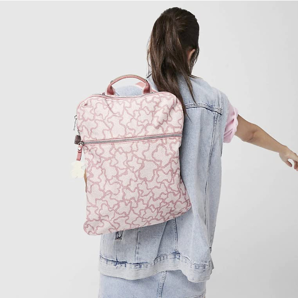 TOUS Pink Colored Nylon Backpack for Women, Kaos New Colores Collection