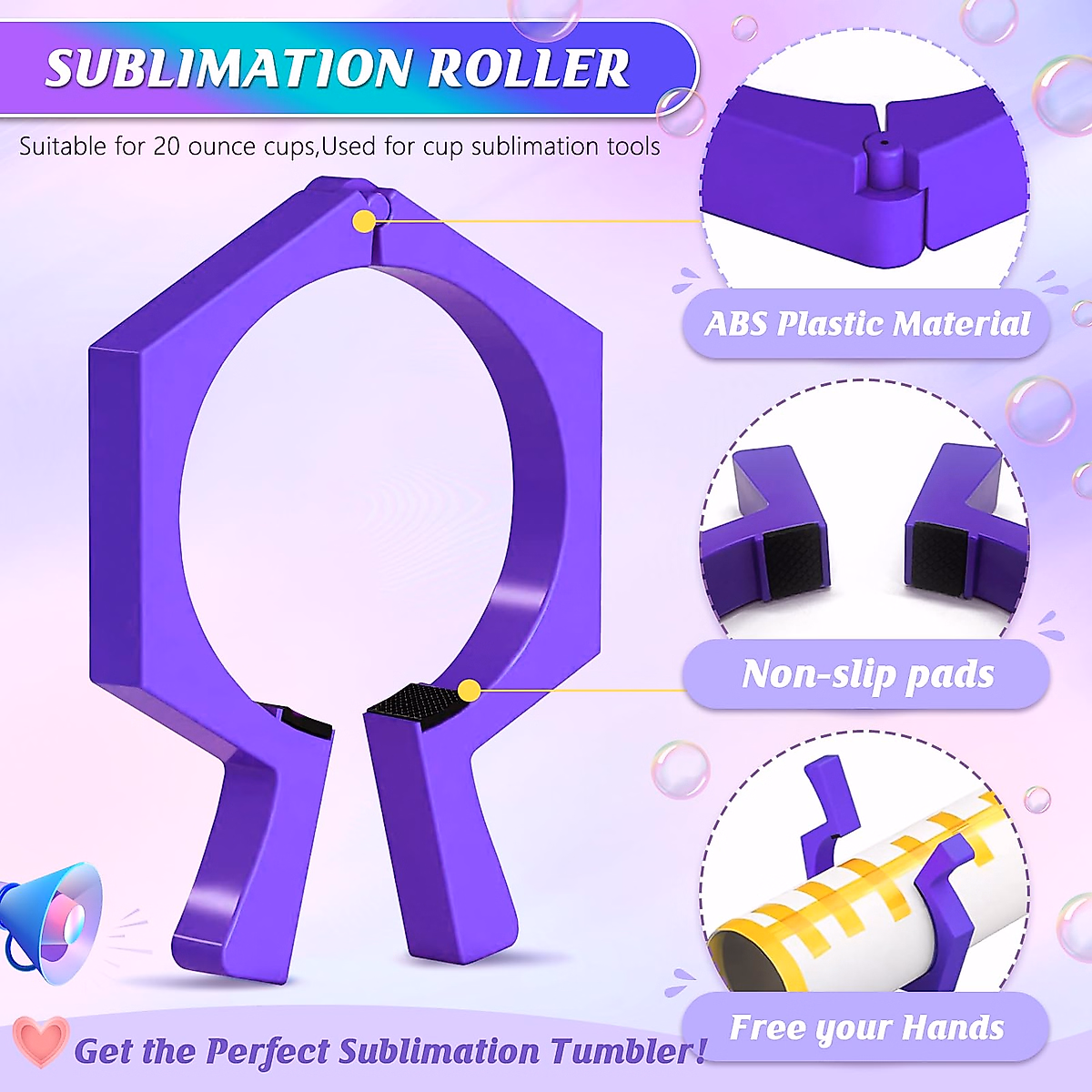 4pcs Pinch Perfect Tumbler Clamp Tool, Sublimation Tumblers Pinch with Heat Tape and Tumblers Width Measurer for Tumblers, Clamp Grip Tool for 20 Oz Sublimation Blanks Tumblers Skinny Straight