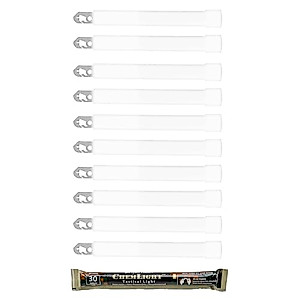 Cyalume - 9-03680 ChemLight Military Grade Chemical Light Sticks – 30 Minute Duration Light Sticks Provide Intense Light, Ideal as Emergency or Safety Lights and Much More, Standard Issue for U.S. Military Personnel – White, 6” Long (Pack of 10)