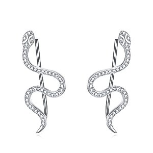 Snake Earrings 925 Sterling Silver Ear Crawler Climber Cuffs Earrings JewelryJewelry for Women