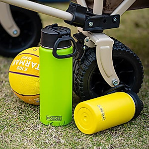 Koodee 16 oz Water Bottle-Stainless Steel Double Wall Vacuum Insulated Wide Mouth Water Flask with Straw Lid, BPA Free(Apple Green）