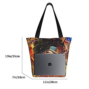 African American Woman Tote Bag Large Handbag Shoulder Bag for Girl Adults Work School Shopping with Zipper