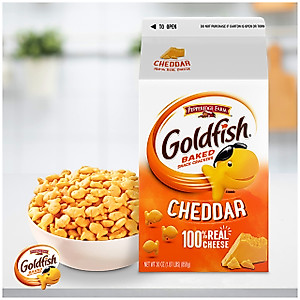 Goldfish Cheddar Cheese Crackers, Baked Snack Crackers, 30 oz Carton