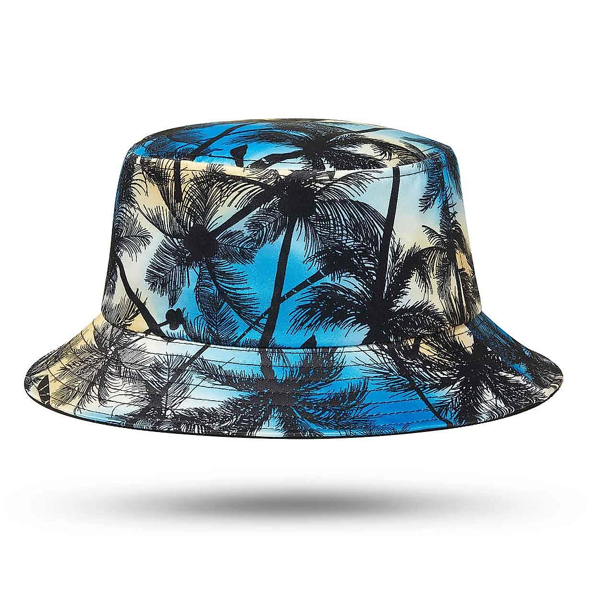 Quanhaigou Unisex Sun Hats, Fashion Beach Bucket Hat for Men Women,Summer Outdoor Boy's Girls Boonie Cap Breathable Packable (Palm Tree)