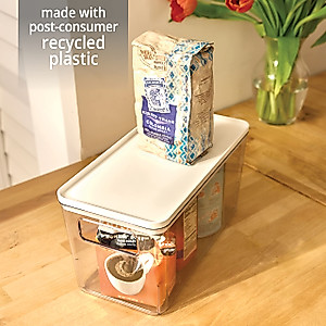 Rosanna Pansino x iDesign Recycled Plastic Kitchen Storage Bin with Lid, Clear Bin/Marshmallow Lid, 6” x 12” x 6”
