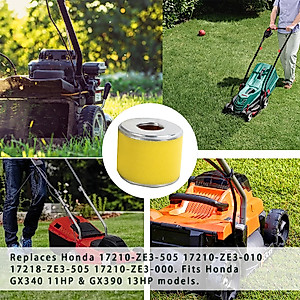 DemJamr 17210-ZE3-505 Air Filter Spark Plug Kit Fits Honda GX340 11 HP and GX390 13 HP Engine, Replaces 17210-ZE3-000 17210-ZE3-010 Air Filter