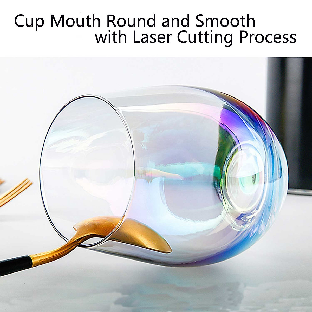 HELLWANG Stemless Wine Glasses, 20 Ounce Seven Color Dazzling Wine Glass for Red or White Wine, Whiskey- Pool Party Beach Travel Cups (Set of 1)