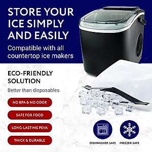 [3 Pack] Reusable Ice Bag Set with Secure Zip Close Design - Durable Ice Bags for Ice Machine Models & Fridges - 10”x9”x3” Ice Storage Bags - Leak Proof Ice Bags Reusable Design - 9lb Total Capacity