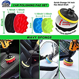 Aucurwen 29Pcs Car Detailing Brush Set, Car Detailing Kit, Auto Detailing Drill Brush Set, Car Polishing & Buffing Pads Kit, Car Cleaning Wash Kit for Interior, Exterior, Wheels, Carpet, Bathroom