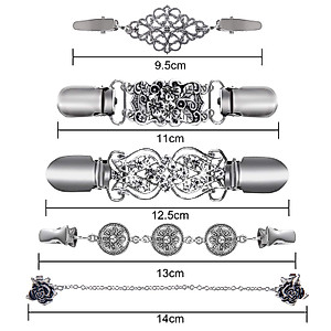 Ruisita 6 Pieces Retro Cardigan Clip Sweater Collar Clip Antique Flowers Pattern Shawl Clips Dresses Shawl Clip for Women Girls (Style A)