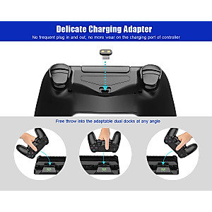 ElecGear Vertical Stand for PS4, Charging Station with Cooling Fan, Charger Dock for DualShock 4 Controller, 16x Games Blu-ray Storage Bracket Accessories Kit for Playstation 4, PS4 Pro, PS4 Slim