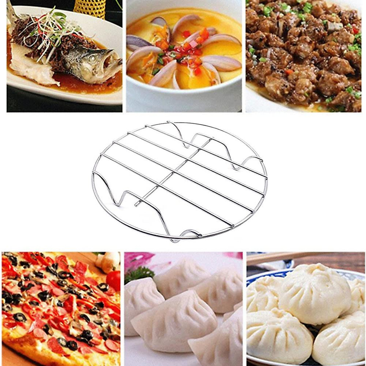 3 Pack Round Cooling Steaming Cake Rack, Stainless Steel Circular Wire Baking Rack for Air Fryer, Stockpot, Pressure Cooker (6/7/8 Inch)