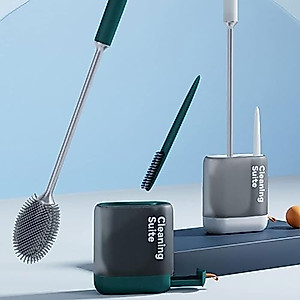 Creative Silicone Toilet Bowl Brush 2-in-1 Toilet Brush Cleaning Powerful Toilet Cleaner Brush Toilet Brush and Holder Set