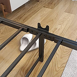 VERFARM Platform Twin Metal Bed Frame with Rustic Vintage Wood Headboard, Mattress Foundation, Strong Metal Slats Support, No Box Spring Needed