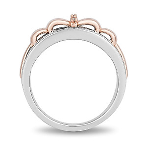 Jewelili Enchanted Disney Fine Jewelry 14K Rose Gold Over Sterling Silver 1/5 Cttw White Diamonds Snow White Bow Ring Size 9