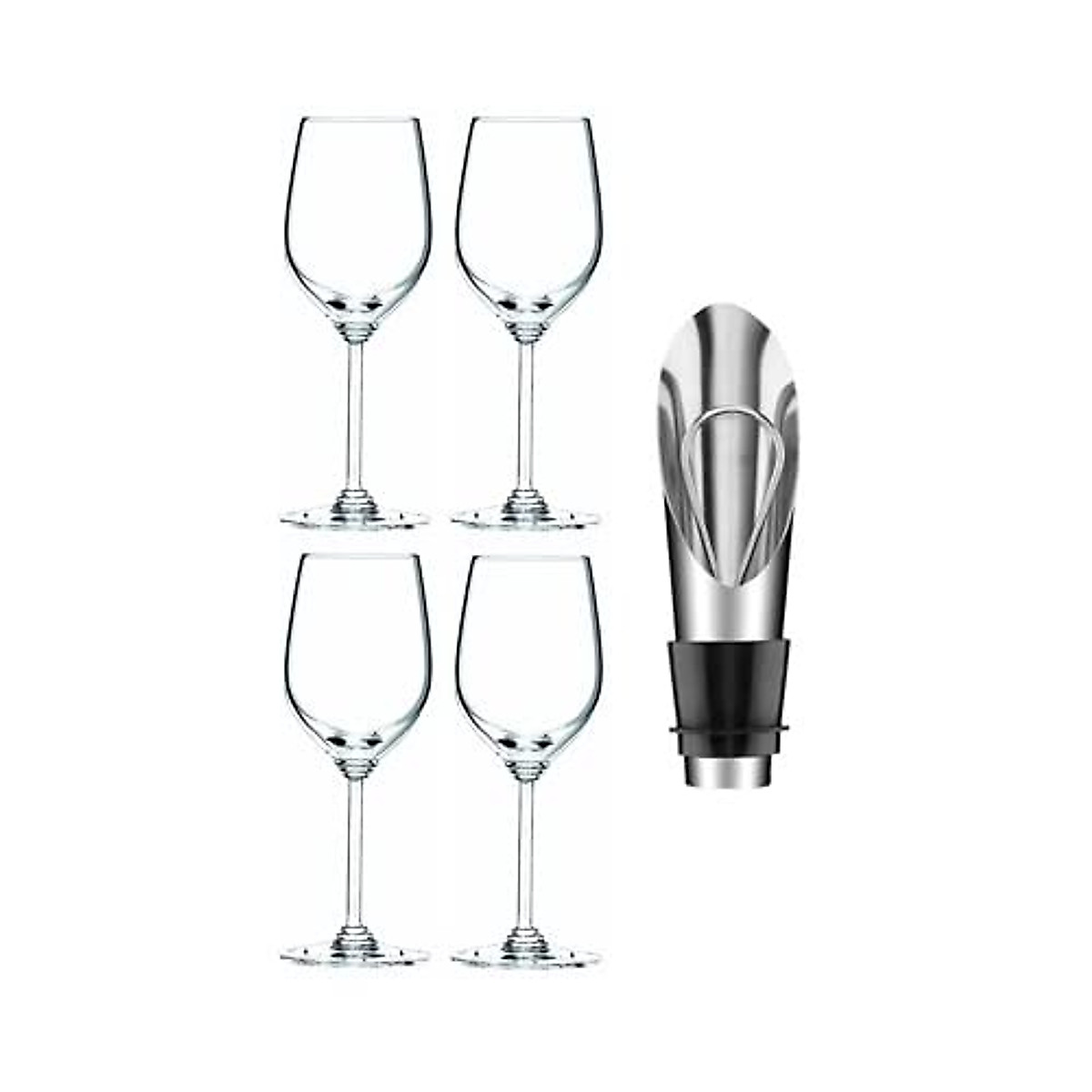 Riedel Wine Series Viognier/Chardonnay Glass, Set of 4 Bundle with Wine Pourer and Stopper (3 Items)