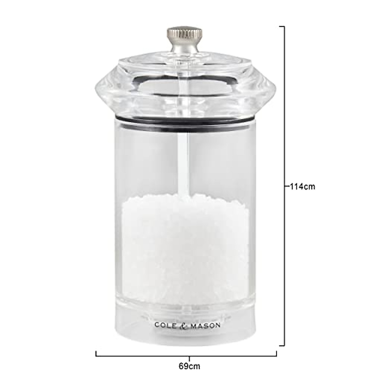 Cole & Mason H83001P Solo Clear Pepper Mill, Precision+, Acrylic, 114 mm, Single, Includes 1 x Pepper Grinder