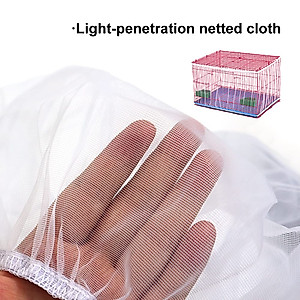 Chihutown Bird Cage Seed Catcher Skirt, Bird Cage Mesh Net Cover, Parakeet Cage Skirt, Bird Cage Cover Seed Catcher for Round Square Cages (White)