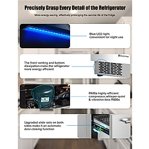 Enocreay Outdoor Drawer Refrigerator, Built-In Under Counter Drawer Fridge Beverage Cooler with Stainless Steel Door, 185 Cans Capacity with Drink Dispenser for Island Kitchen Home Bar