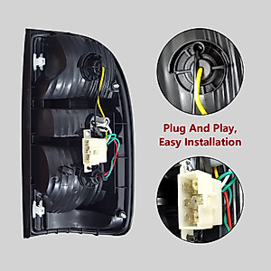 Rongxu Auto Toyota Tacoma Tail Lights Assembly Compatible with 2001 2002 2003 2004, Passenger and Driver Side Brake Lights Rear Lamps, Right and Left