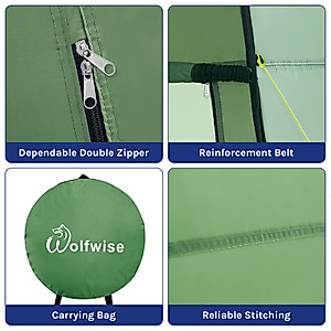 WolfWise Portable Pop Up Privacy Shower Tent Spacious Changing Room for Camping Hiking Beach Toilet Shower Bathroom Green