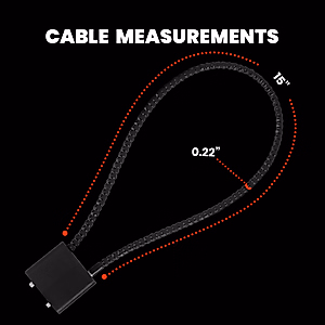 INNOVATEX 15-inch Gun Lock Cable Wire Locks with Keys for Rifles, Shotguns, Handguns, Pistols, and Firearm Safety, Gun Case Lock, DOJ Approved (1-Pack, Black)
