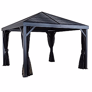 Sojag 12' x 12' South Beach Hardtop Gazebo Outdoor Weather-Resistant Aluminum Frame Shelter with Mosquito Net