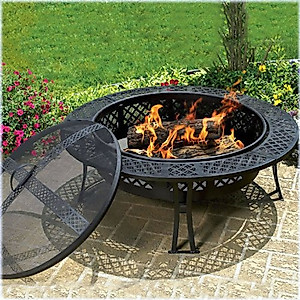 CobraCo Diamond Mesh Fire Pit with Screen and Cover FB8008