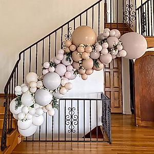 Boho Balloons Garland Arch Kit - 128PCS Double Stuffed 18/12/10/5 Inch Double Garland Kit Layer Matte White Cream Peach Pink Balloons Set for Wedding Birthday Baby Shower Party Decorations