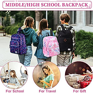 VASCHY School Backpack for Teen Girls, Bookbag Schoolbag Casual Daypack for High School/College/Women/Travel/Work Pink Galaxy