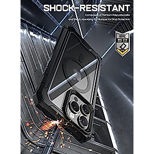Poetic Guardian MagPro Case for iPhone 14 Pro Max 6.7 Inch,[Compatible with MagSafe][20 FT Mil-Grade Drop Tested] Full-Body Shockproof Rugged Clear Cover with Built-in Screen Protector, Black/Clear