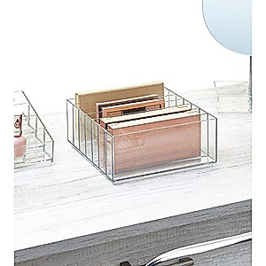 iDesign 42870 Clarity BPA-Free Plastic Divided Wide Makeup Palette Organizer, 8.1" x 8.1" x 3.7"
