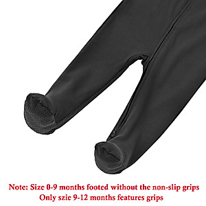 Aablexema Baby Pajamas with Feet and Mittens 2-Pack Zip Up Infant Cotton Long Sleeve Footies Sleep and Play(Light Grey & Black Grey,0-3m)