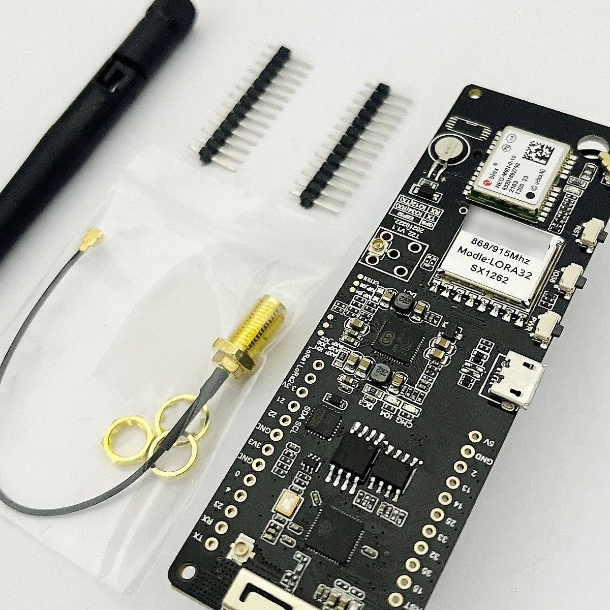 XFCZMG Beam V1.1 CH9102F CHIP SX1262 LORA 868/915MHZ ESP32 WiFi Wireless Bluetooth Module GPS NEO-M8N IPEX 18650 Battery Holder (915MHZ)