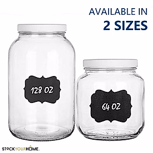 Stock Your Home 64 Oz Glass Jar with Plastic Airtight Lid (4 Pack) - Half Gallon Mason Jar for pickling, fermentation, brewing, food storage
