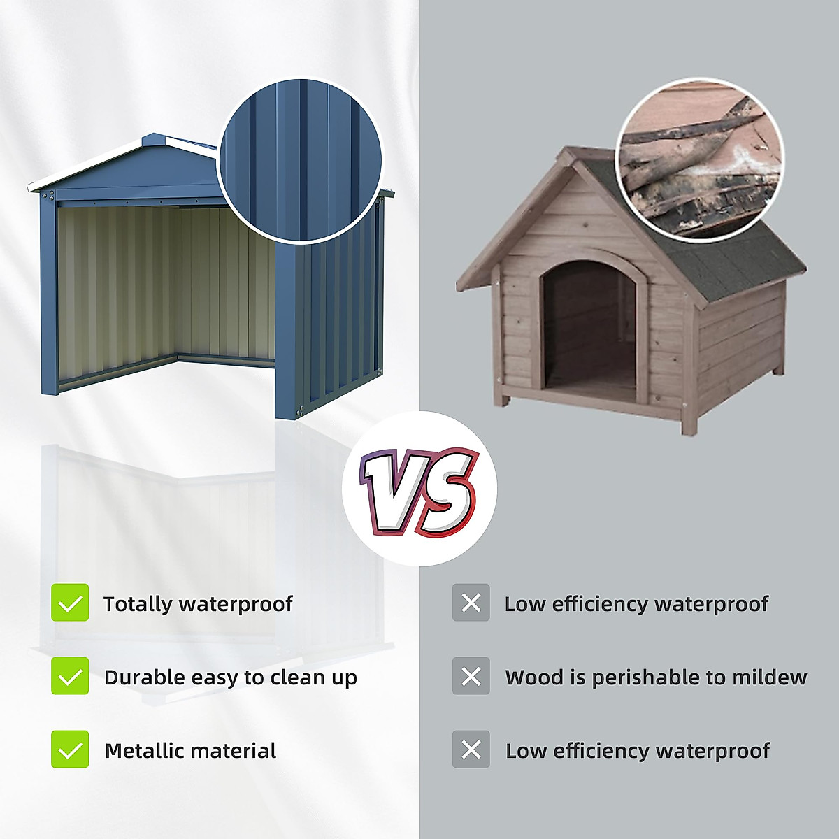 Aobabo Metal Outdoor Storage Shed, 3×3 FT Steel Utility Tool Shed Storage House Without Door, Metal Sheds Outdoor Storage for Backyard Garden Patio Lawn (H2'xW3'x D3') Blue&White