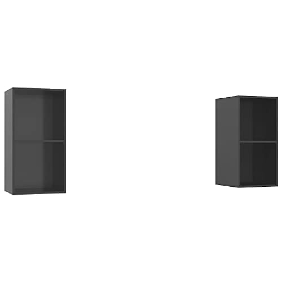 Homvdxl Floating TV Stand Set, 2PCS Wall Mounted Entertainment Center with Storage Cabinet 28.3" Modern TV Media Console Living Room Sideboard Cupboard Unit, Grey High Gloss