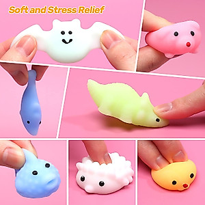 CUTE STONE 50 Pack Filled Easter Eggs with Mochi Squishy Toys Party Favors for Kids, Squeeze Mini Animals Stress Relief Toys for Boys and Girls