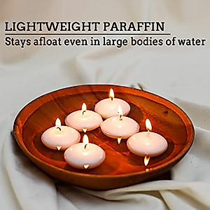 fclayvts 100 Pieces 1.75 Inch Unscented Floating Candles for Centerpieces, Floating Pool Candles Round Burning Candles Decor for Wedding Party Swimming Pool Bathtub Dinner Party Favor (White)