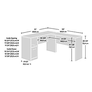 Sauder Beginnings L-Shaped Desk, L: 51.02" x W: 59.06" x H: 28.50", Summer Oak Finish