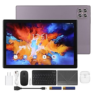 Acogedor 2 in 1 Tablet, 10.1in Gaming Tablet with BT Keyboard, Earbuds, Mouse, 12GB RAM 256GB ROM, 8 Core CPU, 8+20MP Dual Cam, Support 5G WiFi, for Android 11.0 (Violet)