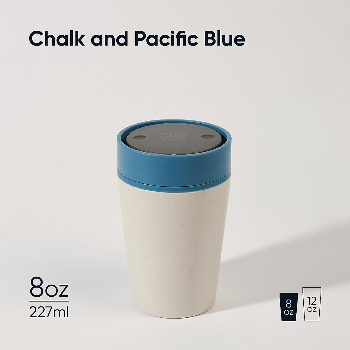 Circular & Co Insulated Reusable Coffee Cup - 8oz/227ml - Small Travel Mug - 100% Leakproof & Lockable - Push Top, One Hand Open, 360 Drinking Coffee Tumbler - Recyclable - BPA Free, Dishwasher Safe