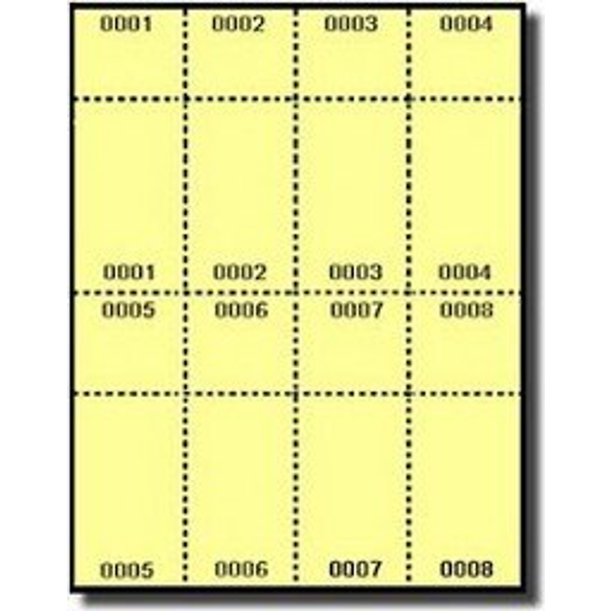 2,000 Label Outfitters® Pre Numbered Laser or Inkjet Printable Raffle, Event, or Other Tickets with Numbered Stub, Yellow